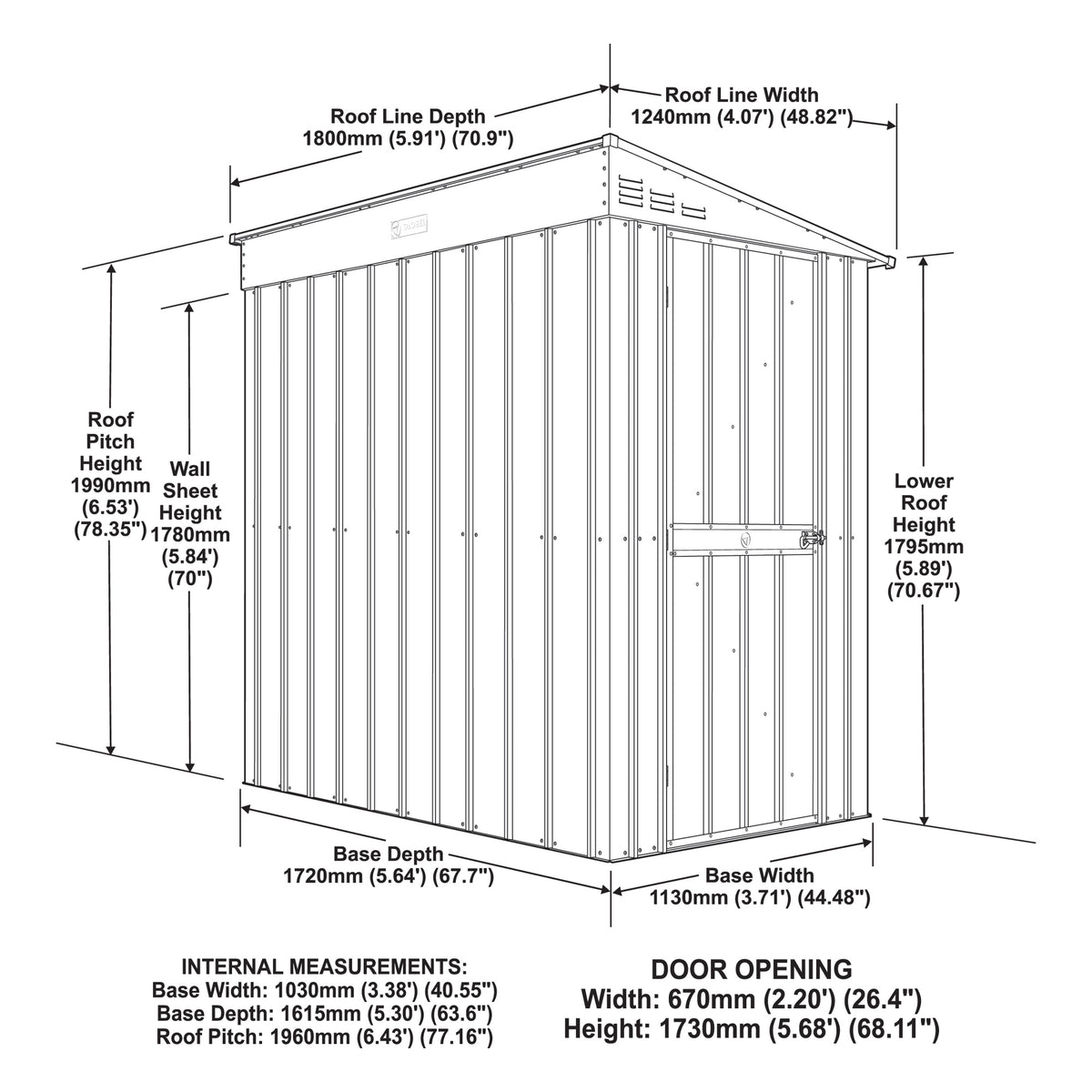 Globel Green Pent Lean-to Metal Shed – Waltons
