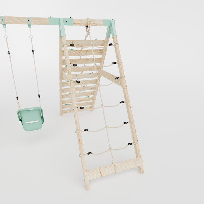 Climbing Frame With Double Swing & Climbing Wall - Willow Way VIII ...