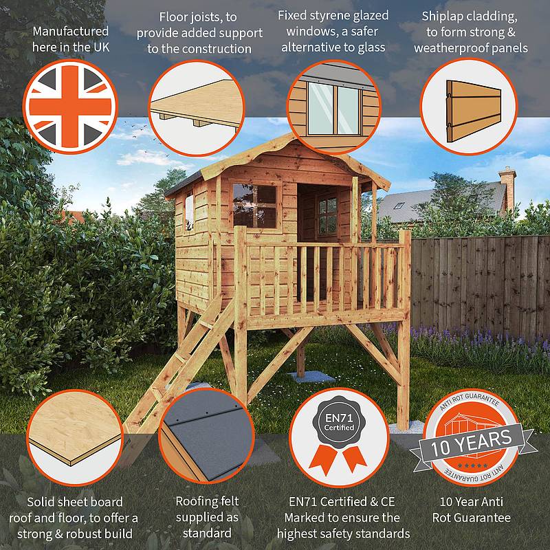 Poppy Tower Wooden Playhouse – Waltons